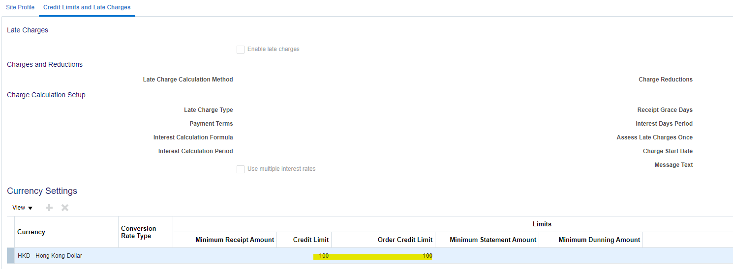 How To Setup Credit Limit In Customer Site And Apply Credit Hold To Sales Order — Cloud