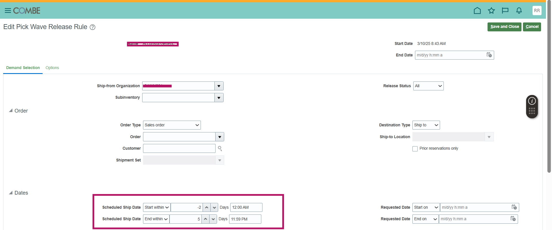 After selecting release rule in create pick wave task, rules defaults ...