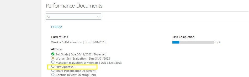 How to change the first approver of Performance Documents? — Cloud Customer Connect