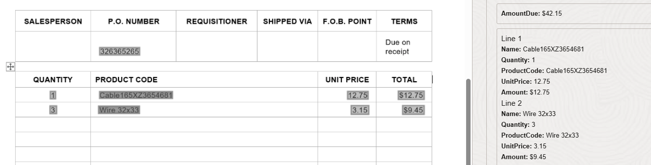 Labels grouped by lines Document Understanding — Cloud Customer Connect