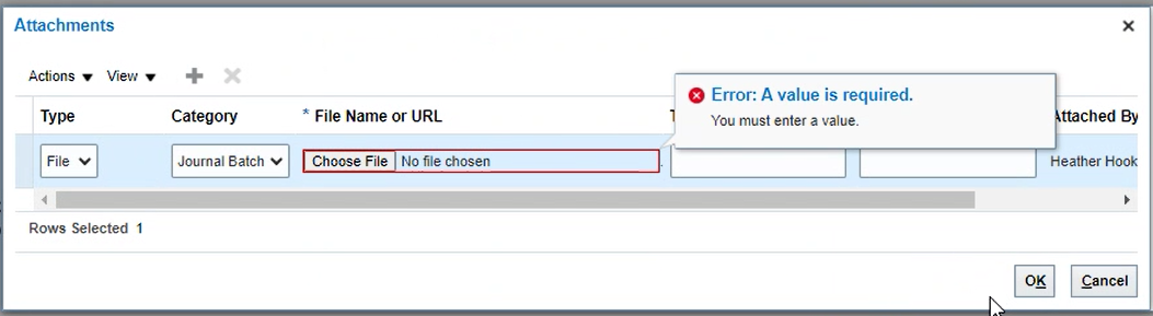 When attempting to attach a file, error appears. Then when trying again ...