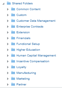Hide the OTBI Seeded Folder in the shared folder — Cloud Customer Connect