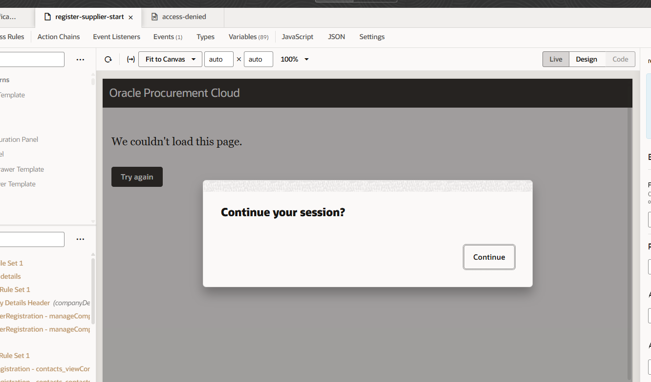 next gen supplier registration page, test the layout in the designer ...
