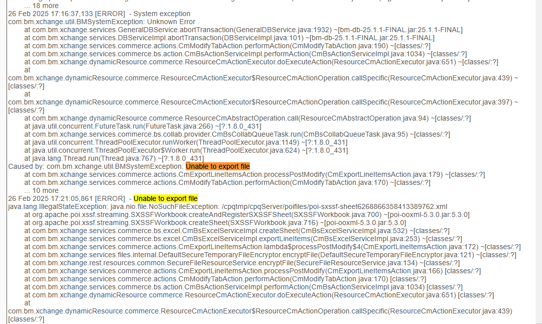 Export Line Items throwing error — Cloud Customer Connect