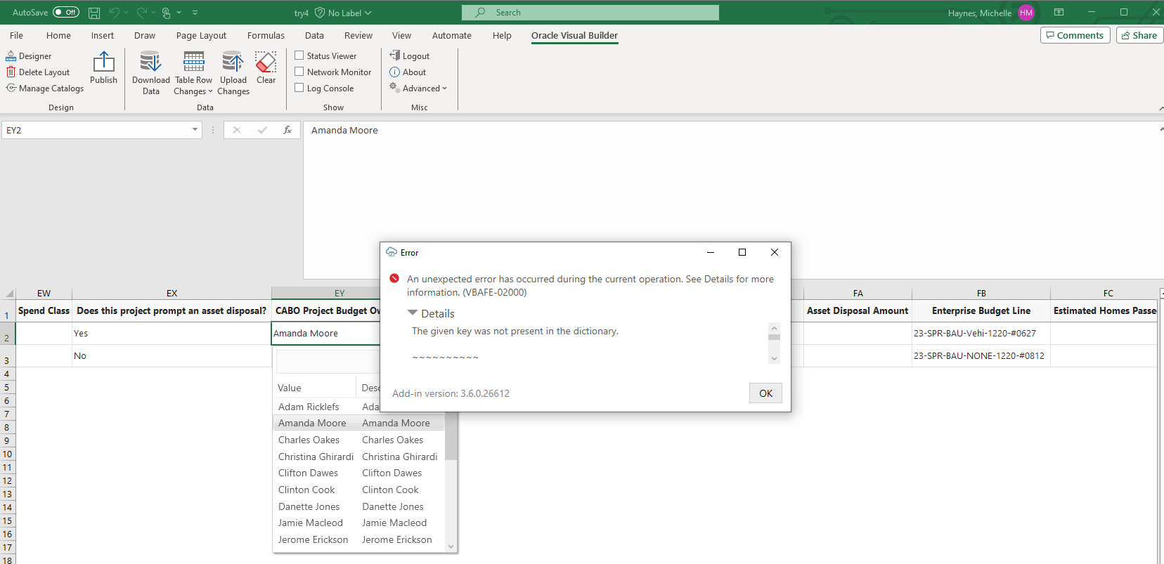 /fscmRestApi/resources/11.13.18.05/projects/describe receiving error ...