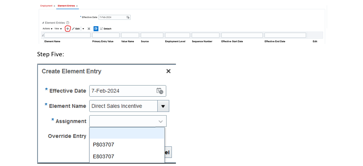 Appearing Of Two Assignments While Adding New Element Entry — Cloud Customer Connect 0238