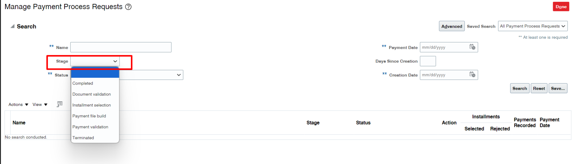 Need the exact table in Fusion for the column "STAGE" in the Manage ...