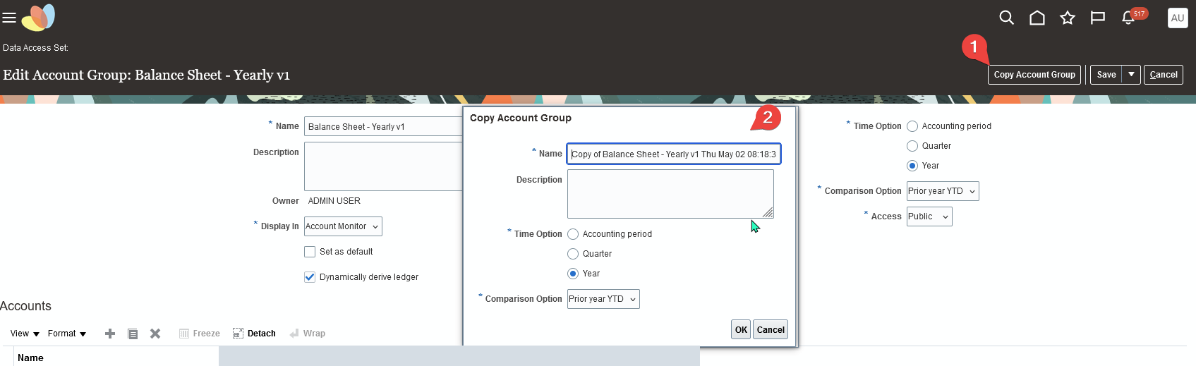 Unable to copy and paste the Account Group between different data ...