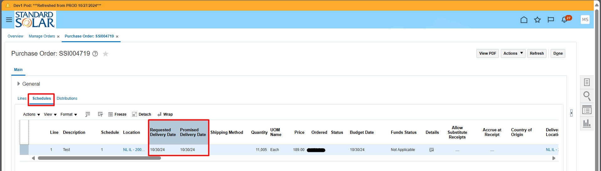 Update delivery date on a purchase order without creating a Change ...