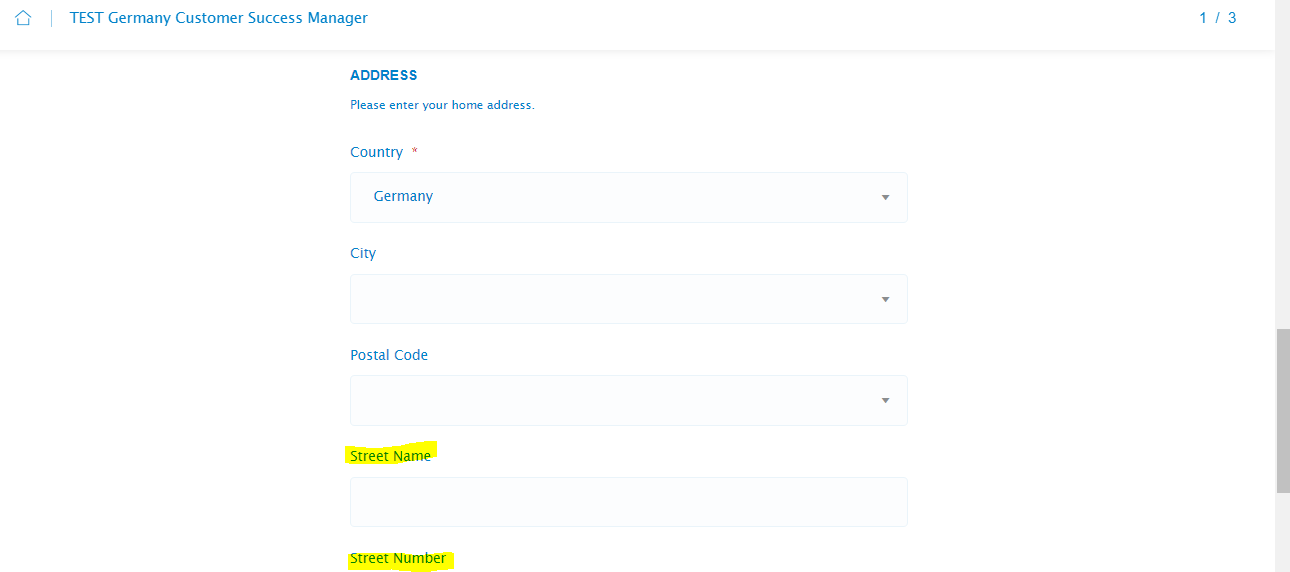 Unable to remove street name and street number fields for Germany ... Unable to remove street name and street number fields for Germany ...