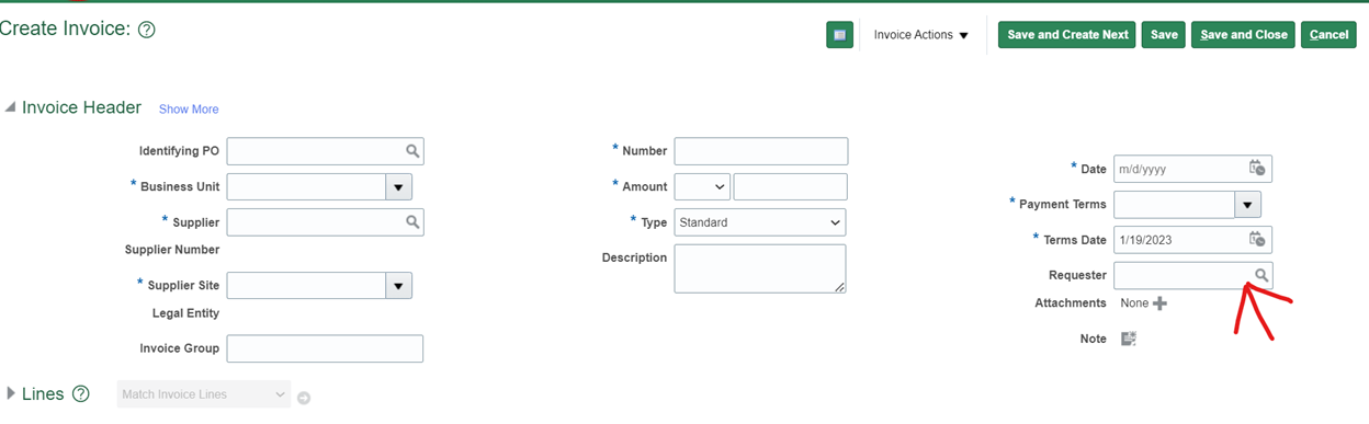 Is It Possible To Default The Requester Field Of A New Invoice To The Currently Logged In User