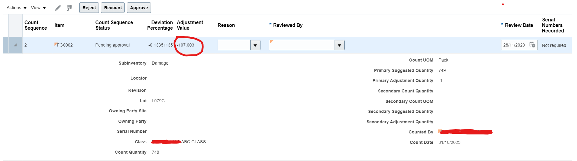 How does the system calculate the 'adjustment value' used in cycle ...