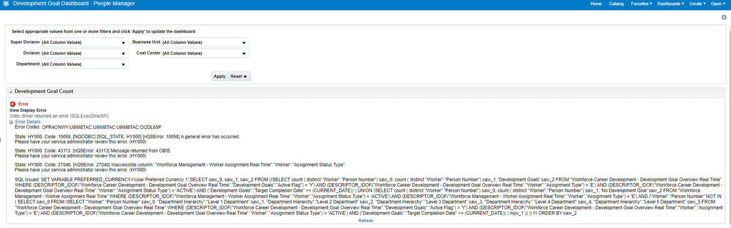 Inaccessible Column Error When Running Otbi Report Dashboard — Cloud