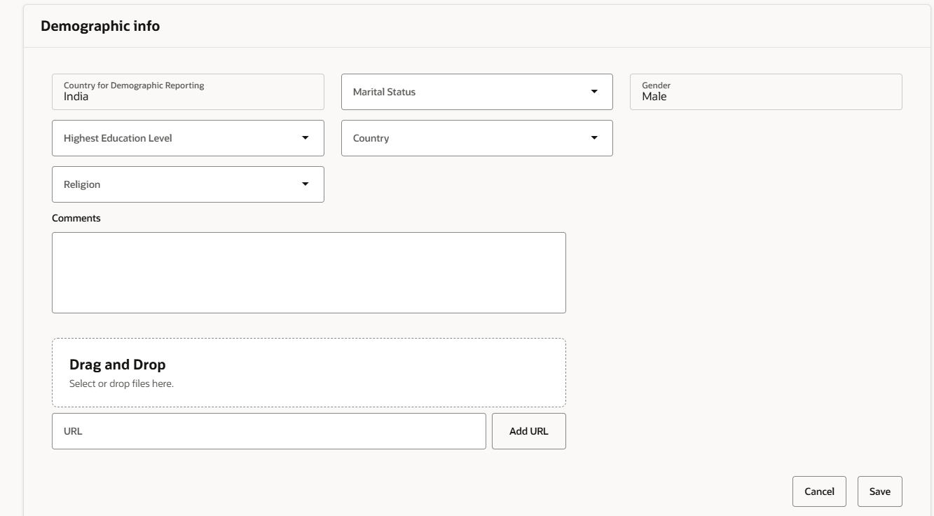 Adding a label as attachments in attachments section under demographic section in personal ...