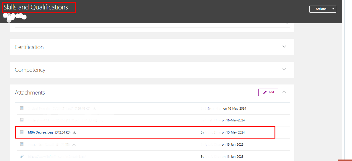 How To Display Attachment In Dor If Its Stored In Talent Profile In Oracle Fusion Cloud Instance