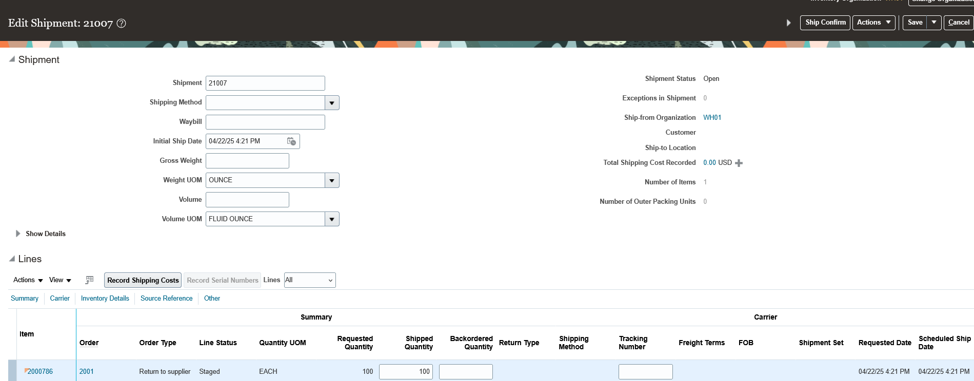 Ship Your Receipt Returns using Generate Shipment Request process ...