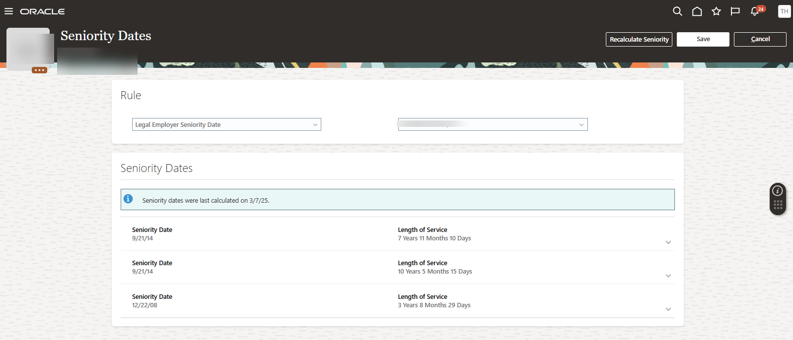 Redwood Seniority Date Page Format — Cloud Customer Connect
