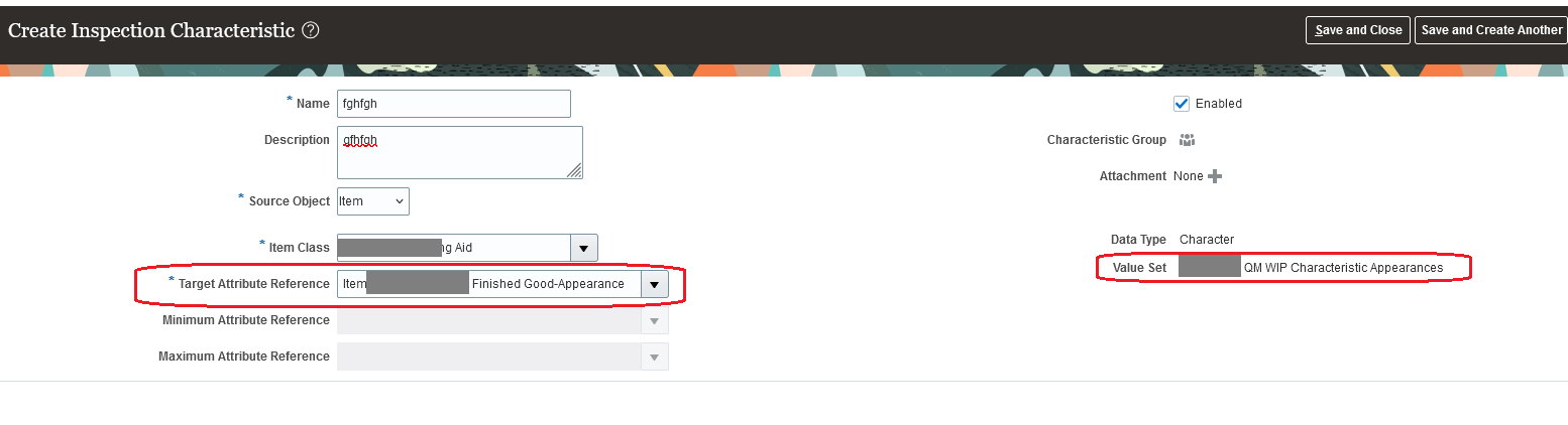 Define New Target Attribute Reference for Inspection Characteristics ...