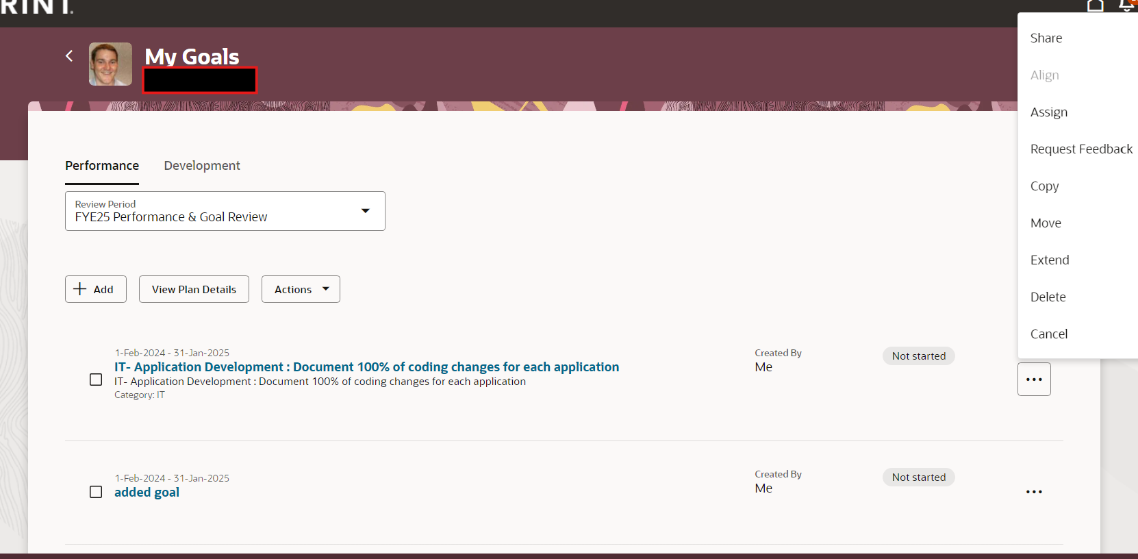 How can we Hide Share option in My Goals — Cloud Customer Connect
