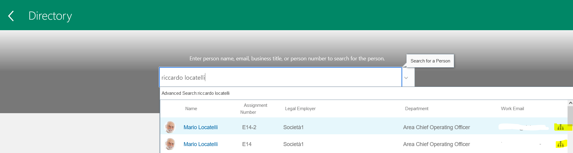How to remove Organization Chart button from Directory search — Cloud Customer Connect