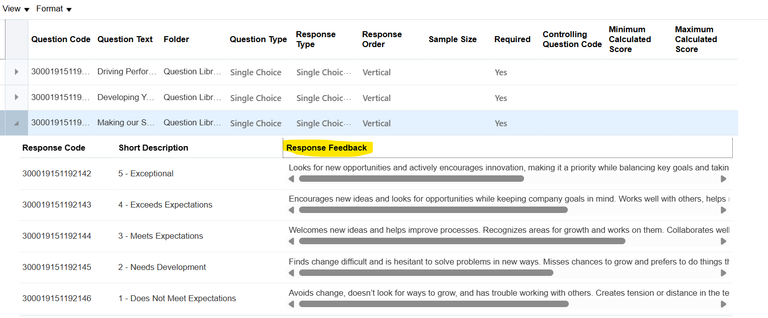 How to show "Response Feedback" to employee/Manager in questionnaire ...