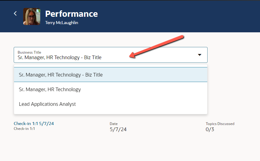 How Can I Limit Performance Title Drop Down To Current Title In Performance Redwood — Cloud