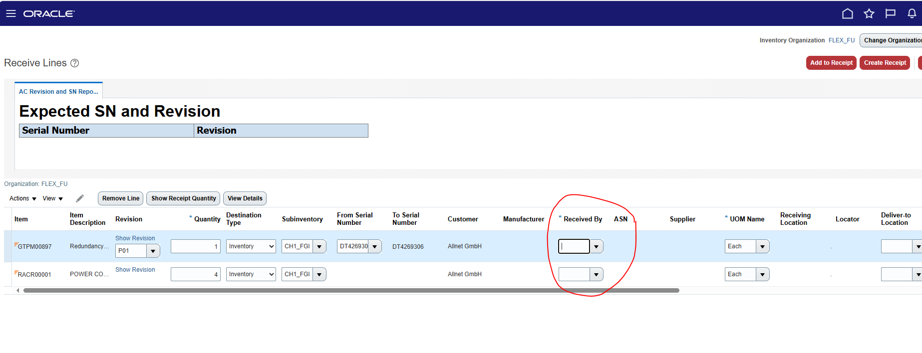 Received By — Cloud Customer Connect