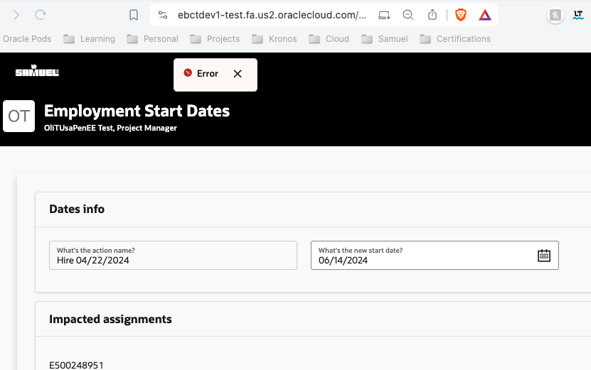 How To Get Rid Of The Empty Error On Employment Start Date Redwood Screen — Cloud Customer