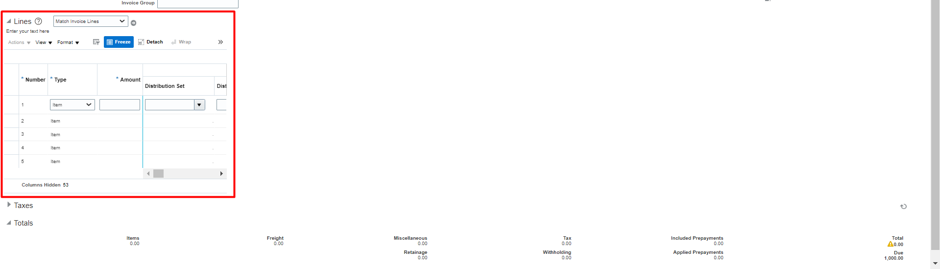 How to resize AP invoice Lines? — Cloud Customer Connect