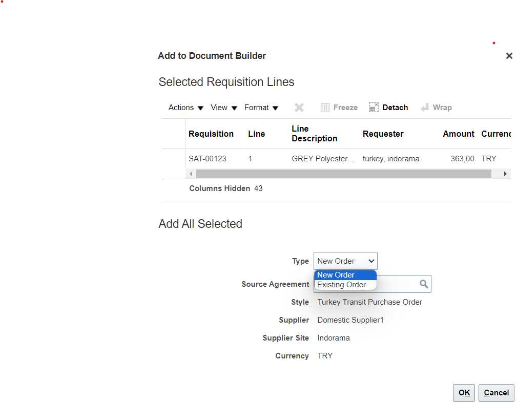 Creating Negotiation From Requisition In Add To Document Builder — Cloud Customer Connect