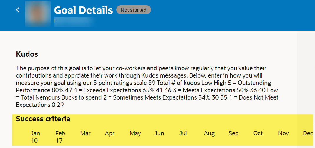 Redwood Goals Success Criteria - Tables — Cloud Customer Connect