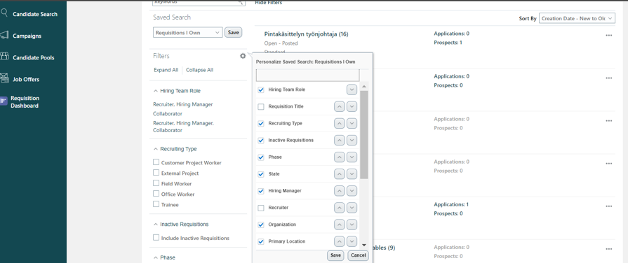 Requisition Dff To Be Visible Under Requisition Search Filter — Cloud Customer Connect