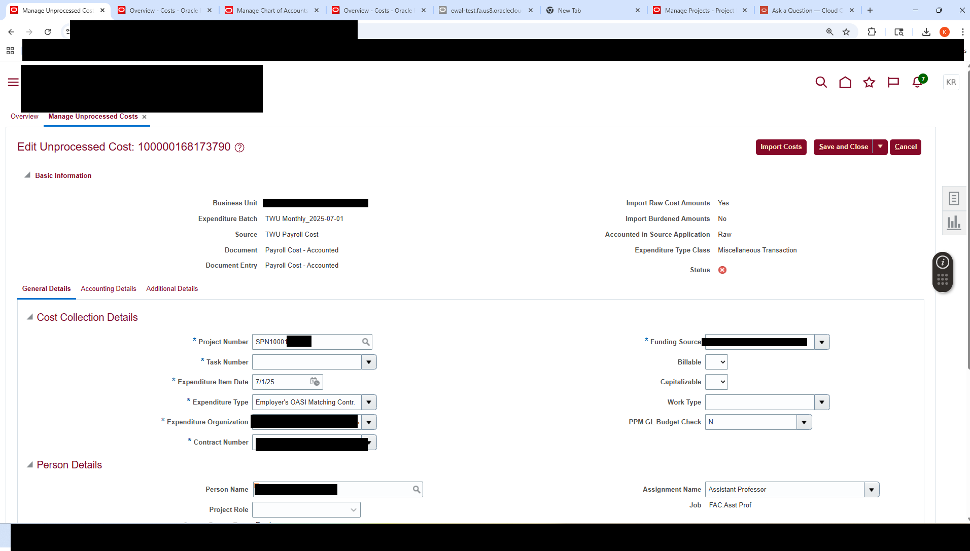 Task Number missing in Payroll Costing import in project Costing ...