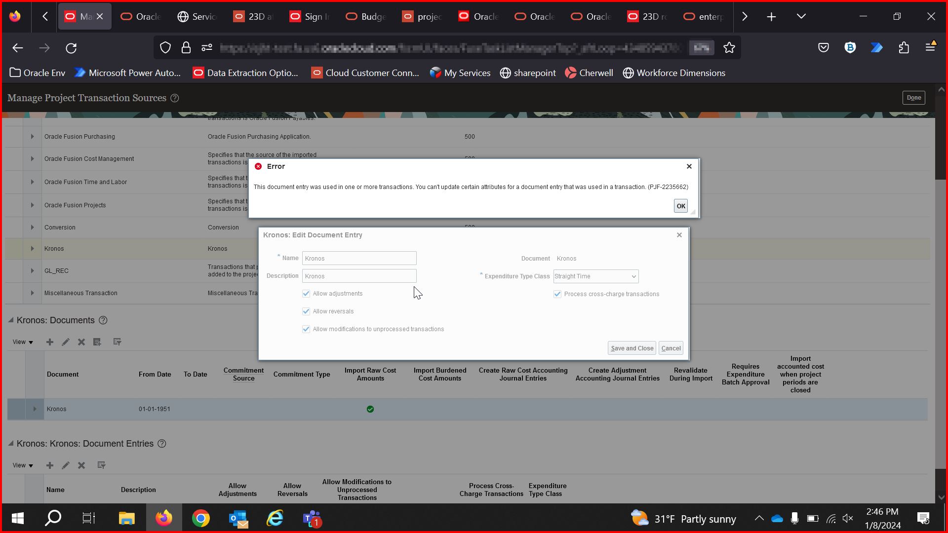 Project Transaction Source Setup With Wrong Expenditure Type Class — Cloud Customer Connect