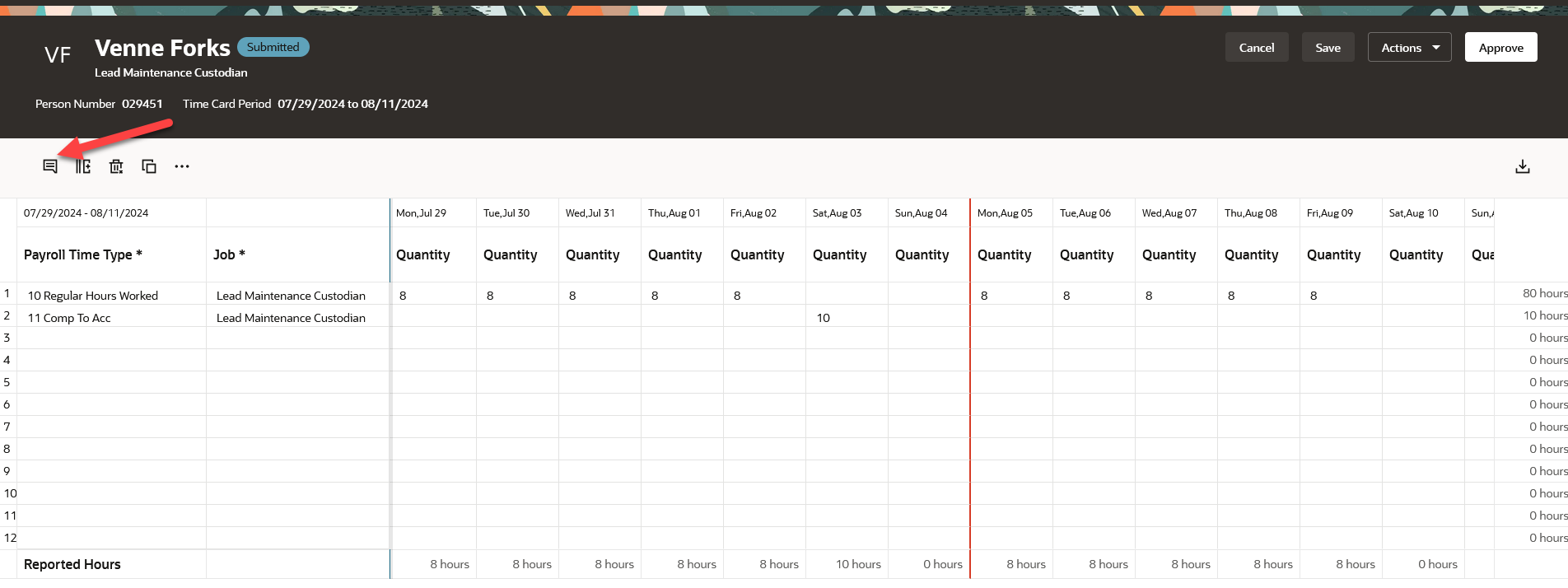 Where Do I Add Comments For A Timecard — Cloud Customer Connect