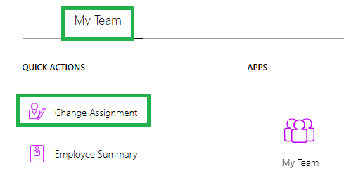 My Team > Direct Reports is not visible under change assignment — Cloud Customer Connect