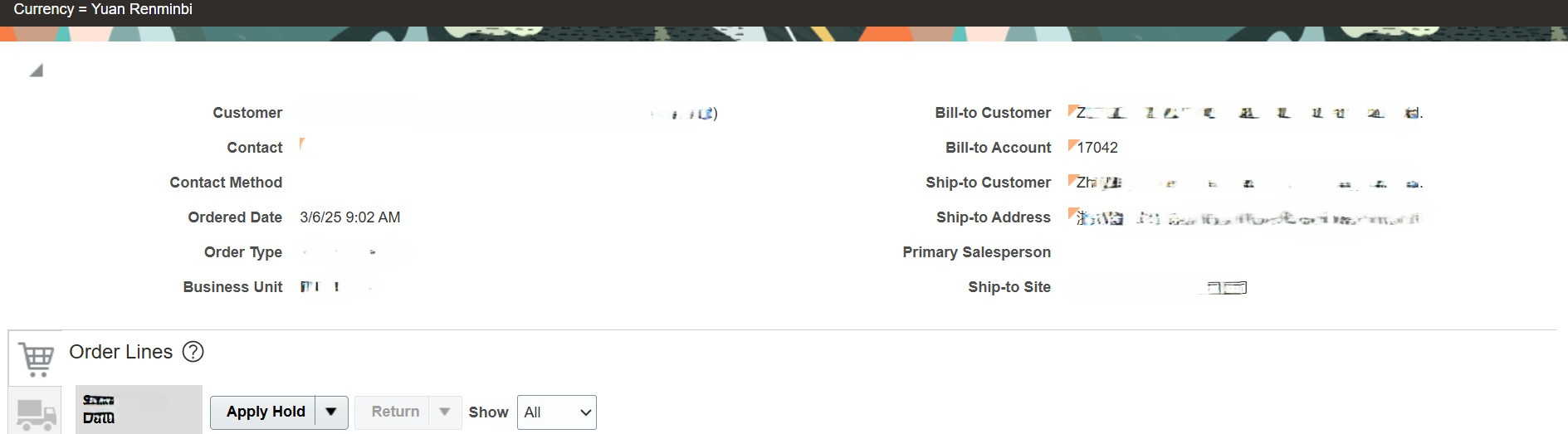 how to display bill-to site name on order entry and search result page ...