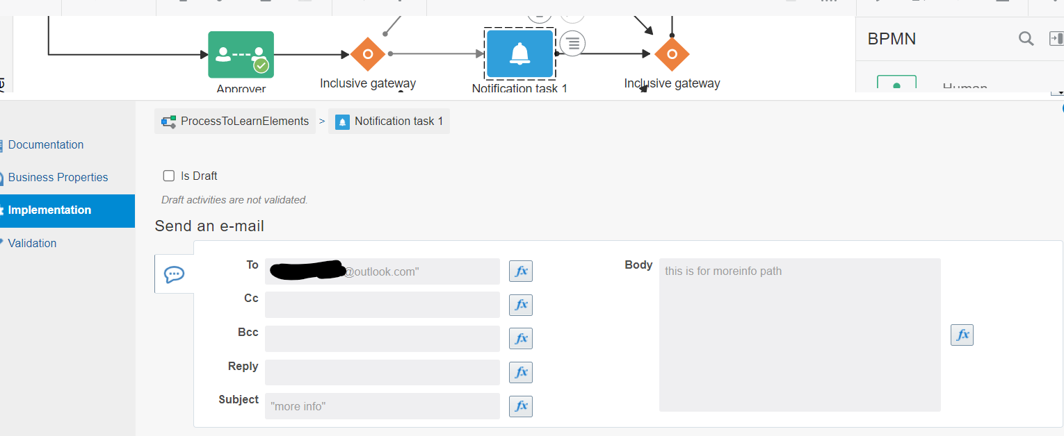 Notify element in PCS not sending email — Cloud Customer Connect