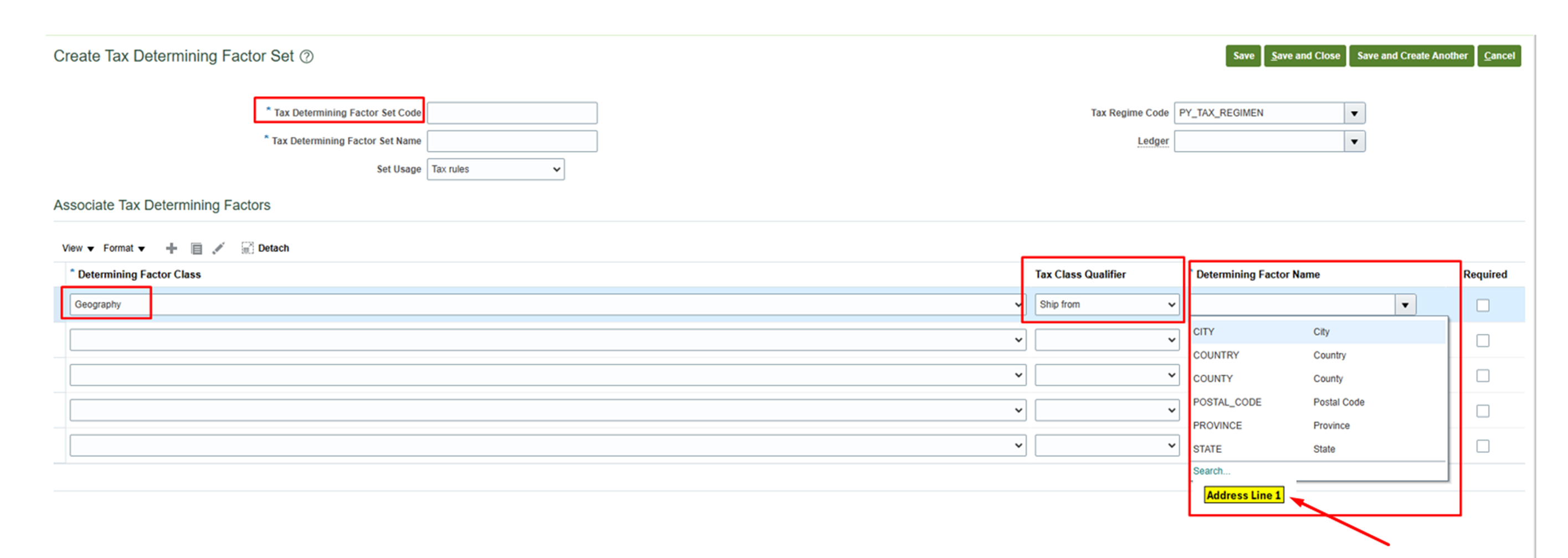 Can we add a new determining factor name (address line 1) of the location tax rule? — Cloud ...