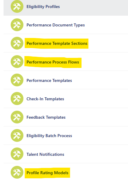 Remove Access To The Performance Template Sections Performance Process Flows Profile Rating
