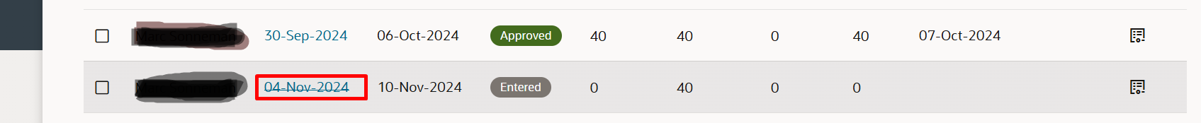 "Team Time Cards" view does strikethrough on hover - Redwood experience ...