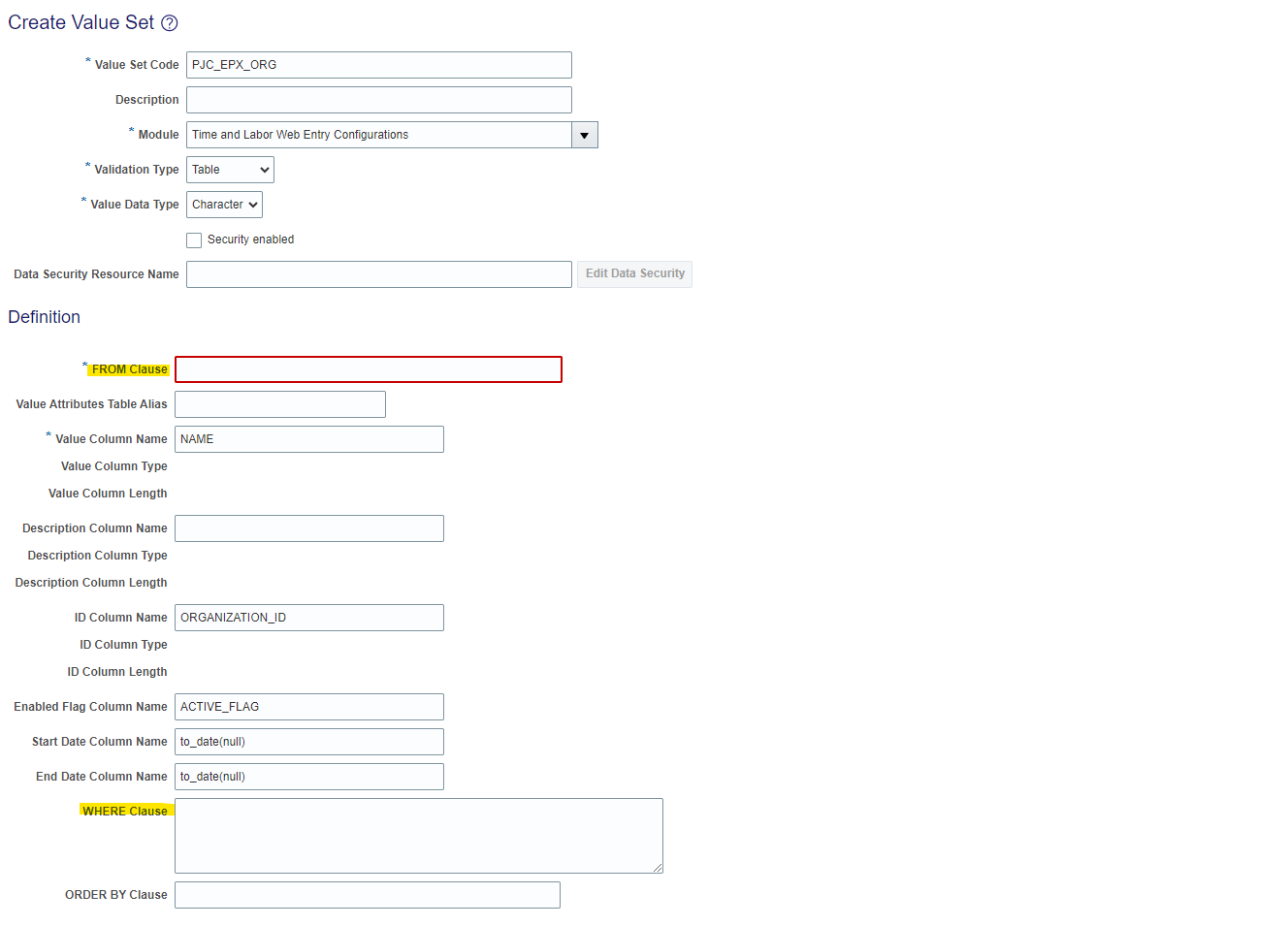 How To Add Value Set Clause In Time And Labor Value Set — Cloud Customer Connect