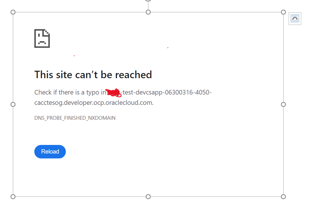 This site can't be reached error whilst accessing Visual Builder ...