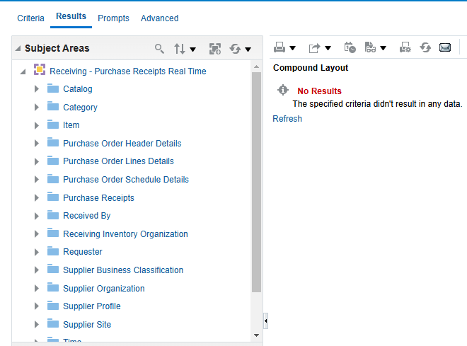 What OTBI subject area provides PO receipt data when Inventory Management module isn't used at ...