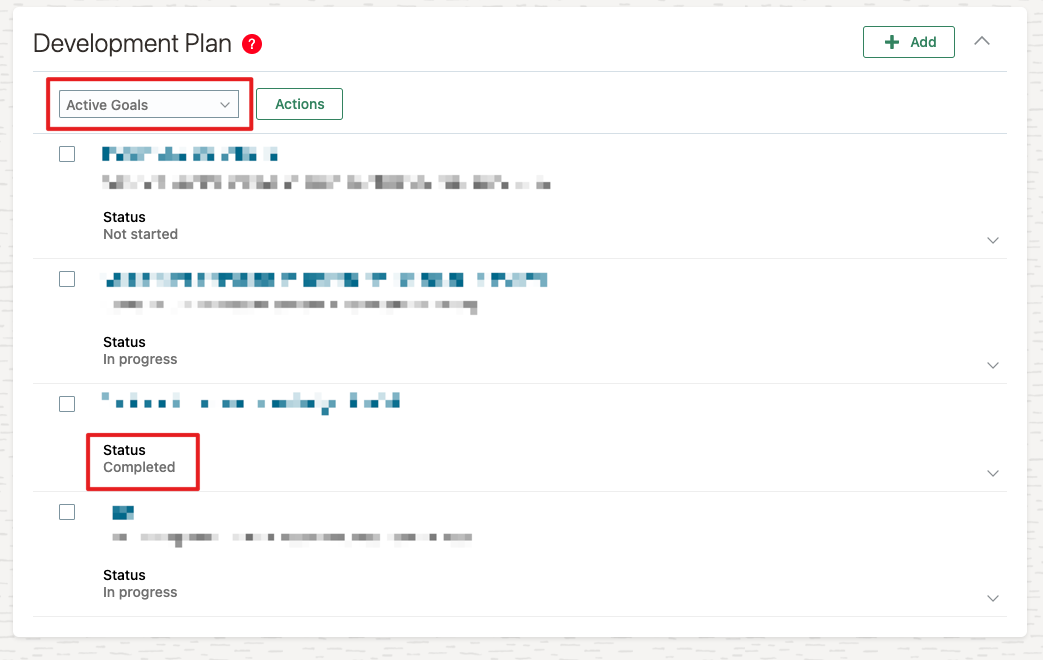 How Do We Hide Completed Development Goals — Cloud Customer Connect