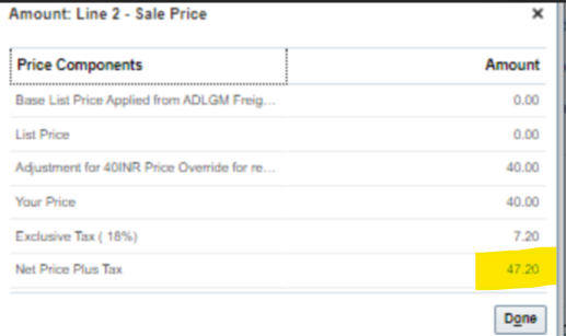 OM Extension to find net price plus tax — Cloud Customer Connect