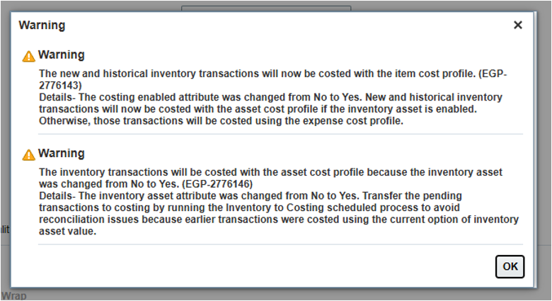 Costing Warning Methods when making Inventory Item Active again — Cloud ...
