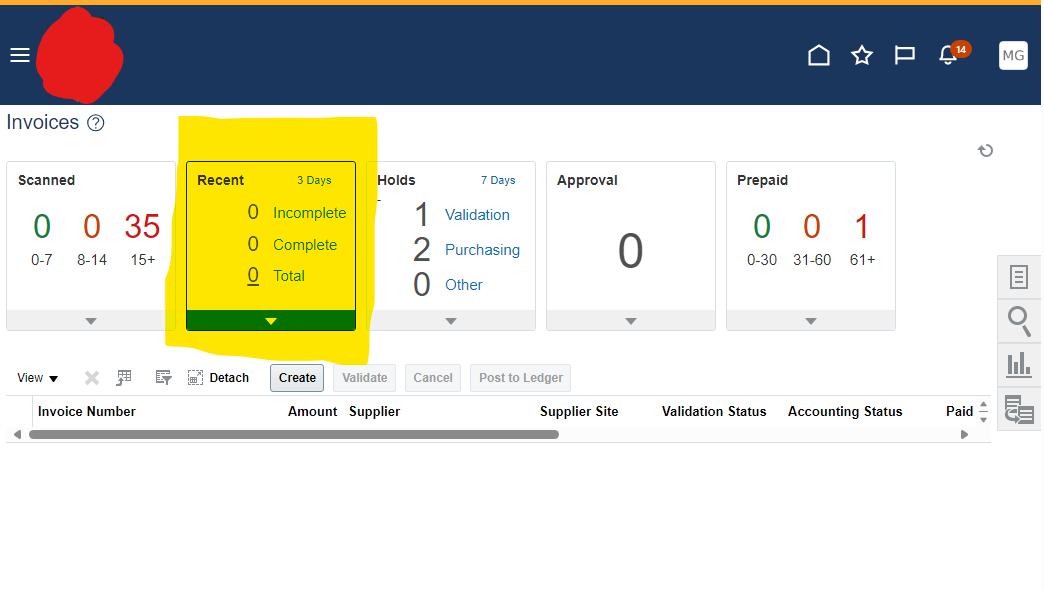 Invoice Workbench - InfoTile does not display invoices raised via ...