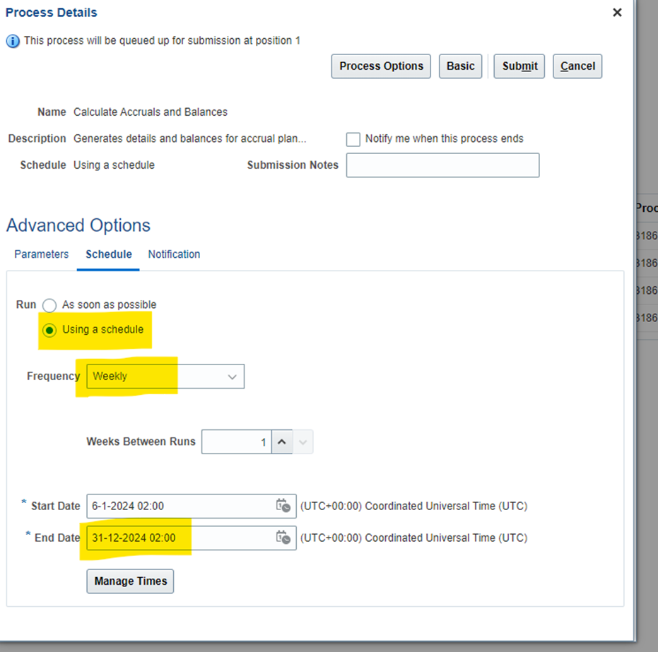 Set up the Balance calculation date to the end of the accrual period — Cloud Customer Connect