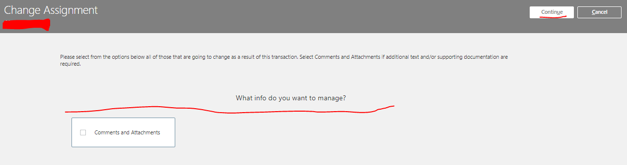 Sections are not visible on the Change Assignment Questionnaire page — Cloud Customer Connect